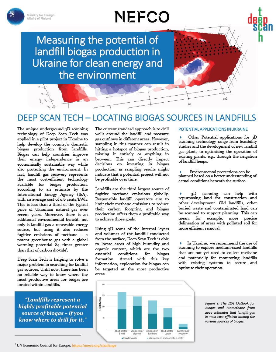 FUTF Project fact sheet - Deep Scan Tech: Measuring the potential of landfill biogas production ...
