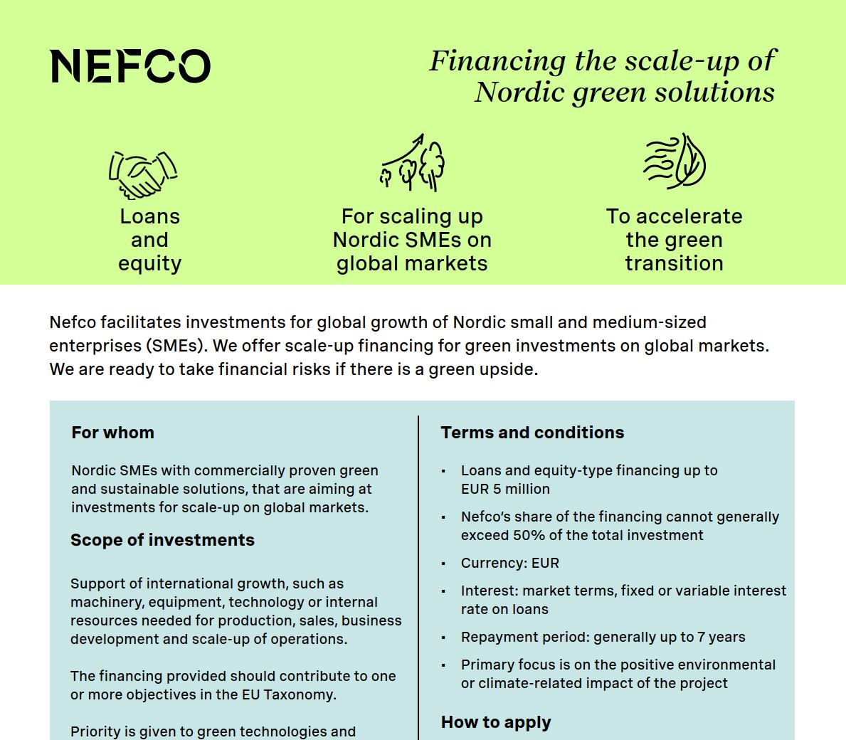 Financing for Nordic SMEs - Fact sheet | Nefco